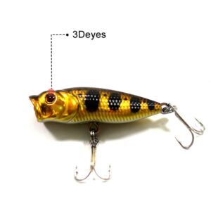 SEASKY Fishing Plug Lures Micro Popper Topwater Trout Attack in Freshwater (Yellow)