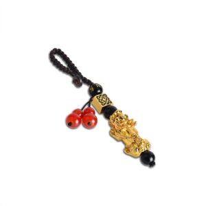 beautever feng shui fortune blessing wealth bracelet pixiu pi yao black beads obsidian pendant keychain for father husband