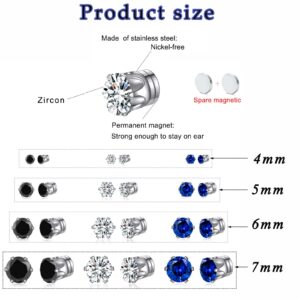 Spiritlele Colorful CZ Magnetic Earrings Set Crystal Clip on Non Pierced Earrings Fake Stud Earrings for Women Men