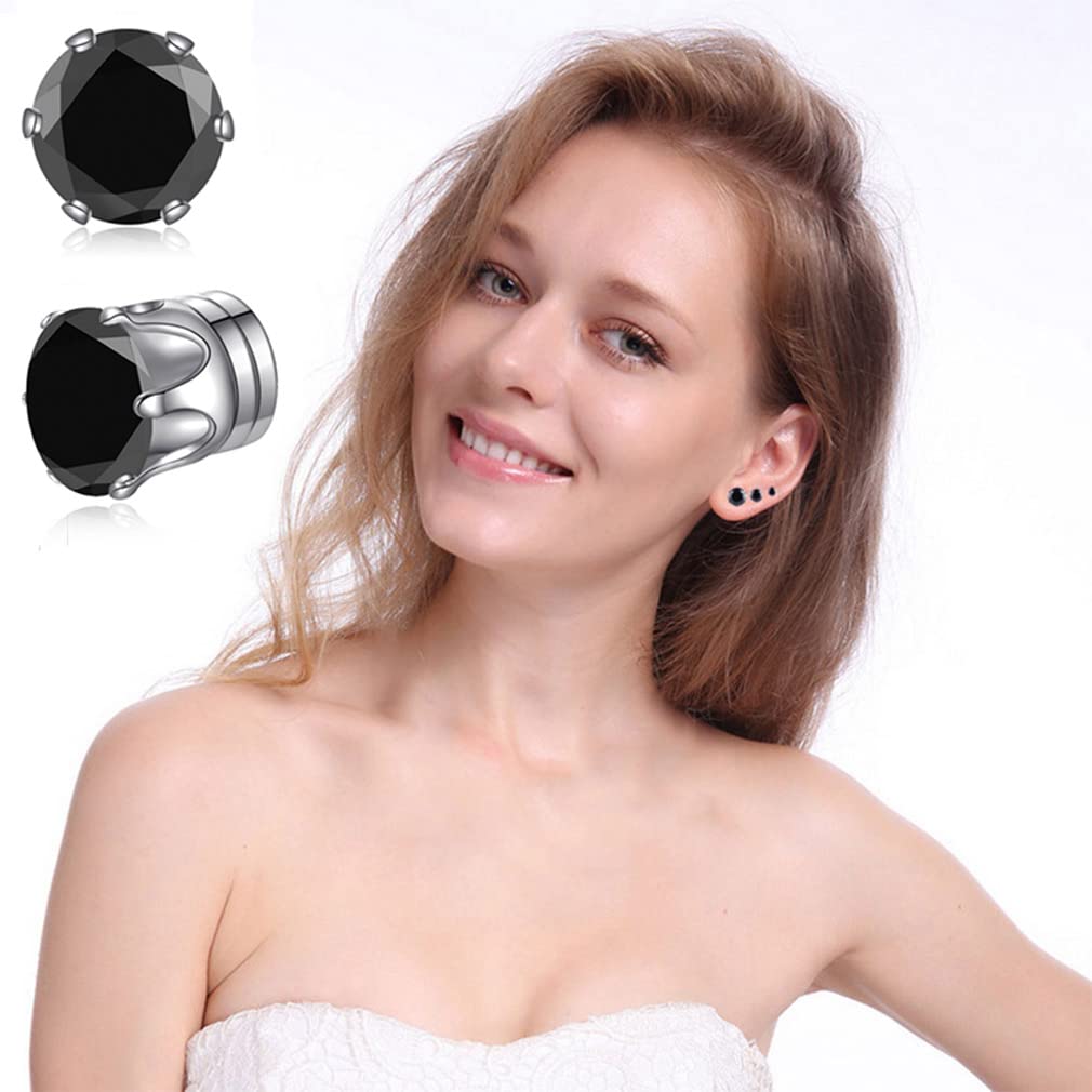 Spiritlele Colorful CZ Magnetic Earrings Set Crystal Clip on Non Pierced Earrings Fake Stud Earrings for Women Men