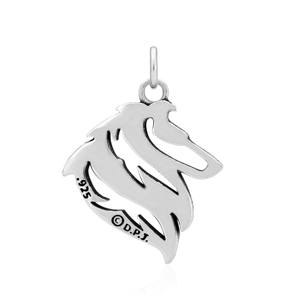 Dazzling Paws Jewelry Sterling Silver Rough Coat Collie Pendant Only