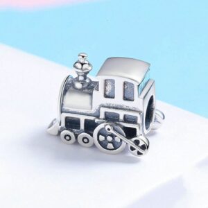 Train Charm 925 Sterling Silver Airplane Charm Travel Charm Bike Charm for Pandora Charm Bracelet (Train)