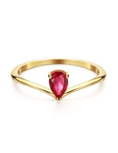 michooyel 18k gold plated ruby rings simple pear cut dainty rings sterling silver women promise ring