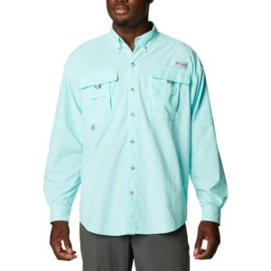 Columbia Men's PFG Bahama II Long Sleeve Shirt, Breathable, UV Protection, Gulf Stream/Realtree Edge, Large