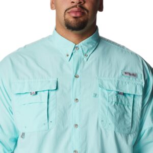 Columbia Men's PFG Bahama II Long Sleeve Shirt, Breathable, UV Protection, Gulf Stream/Realtree Edge, Large