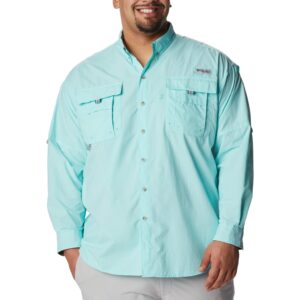 Columbia Men's PFG Bahama II Long Sleeve Shirt, Breathable, UV Protection, Gulf Stream/Realtree Edge, Large