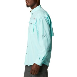 Columbia Men's PFG Bahama II Long Sleeve Shirt, Breathable, UV Protection, Gulf Stream/Realtree Edge, Large