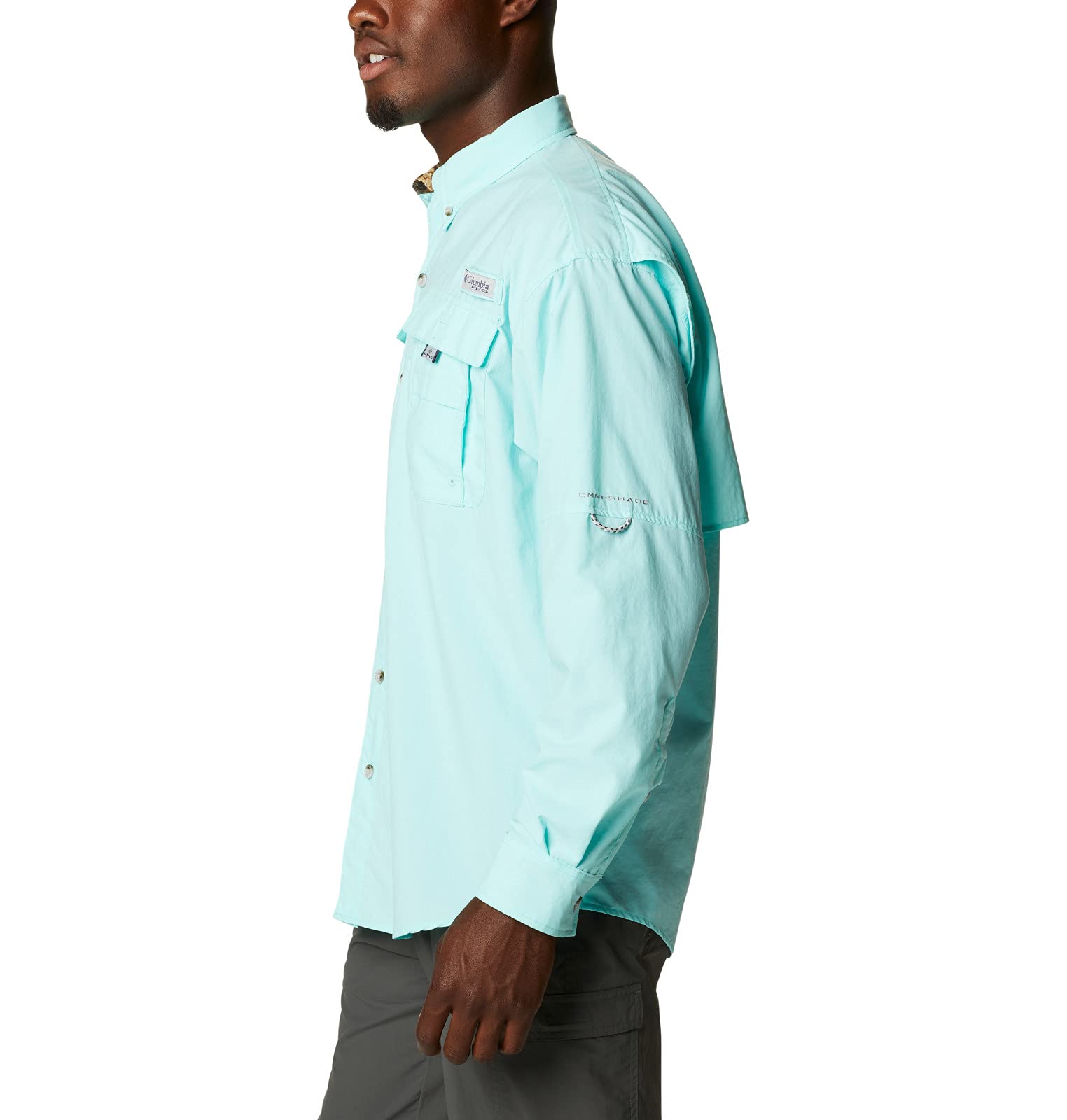 Columbia Men's PFG Bahama II Long Sleeve Shirt, Breathable, UV Protection, Gulf Stream/Realtree Edge, Large