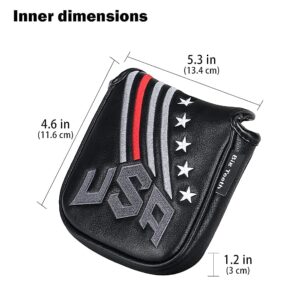 BIG TEETH Golf Putter Cover Square Half Heel Shaft Mallet Putter Head Covers USA Stripe and Star Fit for Most Brand Golf Putters (Square Mallet Putter Cover)