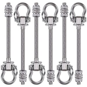 benelabel 6pcs wood beam & i-beam hanger, permanent antirust stainless steel heavy duty swing hooks, yoga hammock chair sandbag, swing sets hardware, 180° swing, 7" x m2/5"