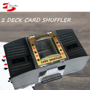 Yuanhe Casino Automatic Card Shuffler - 2 Deck Battery Operated Electric Poker Shuffler for UNO, Phase 10, Poker, Blackjack, Texas Hold'em, Home Card Games