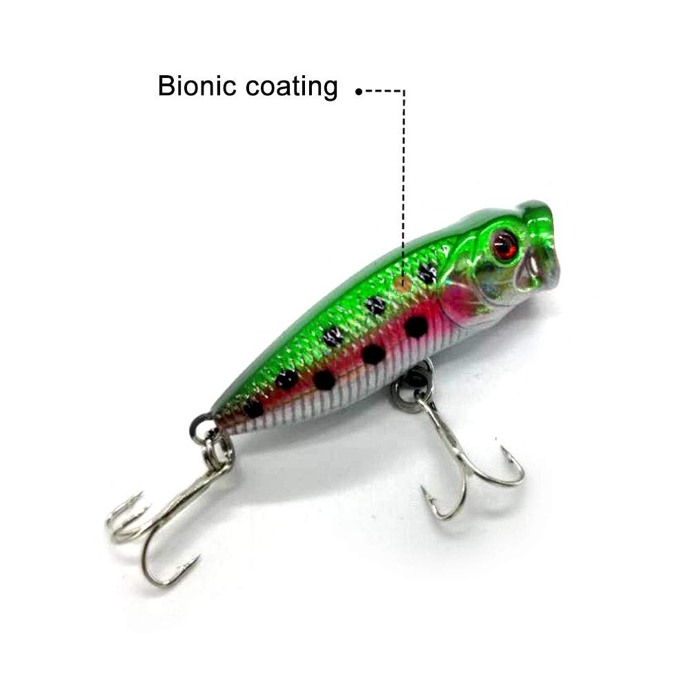 n/c SEASKY Fishing Plug Lures Micro Popper Topwater Trout Attack in Freshwater (Green)