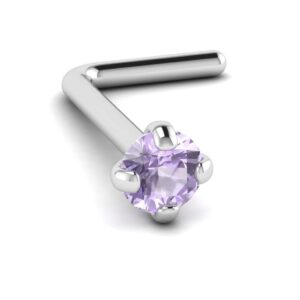 loving my bump l-shape nose stud piercing | 20 gauge 0.8mm surgical steel bone studs/ring | 3mm gem (purple l-shape)