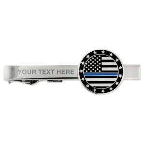 pinmart thin blue line american flag police engravable personalized tie clip