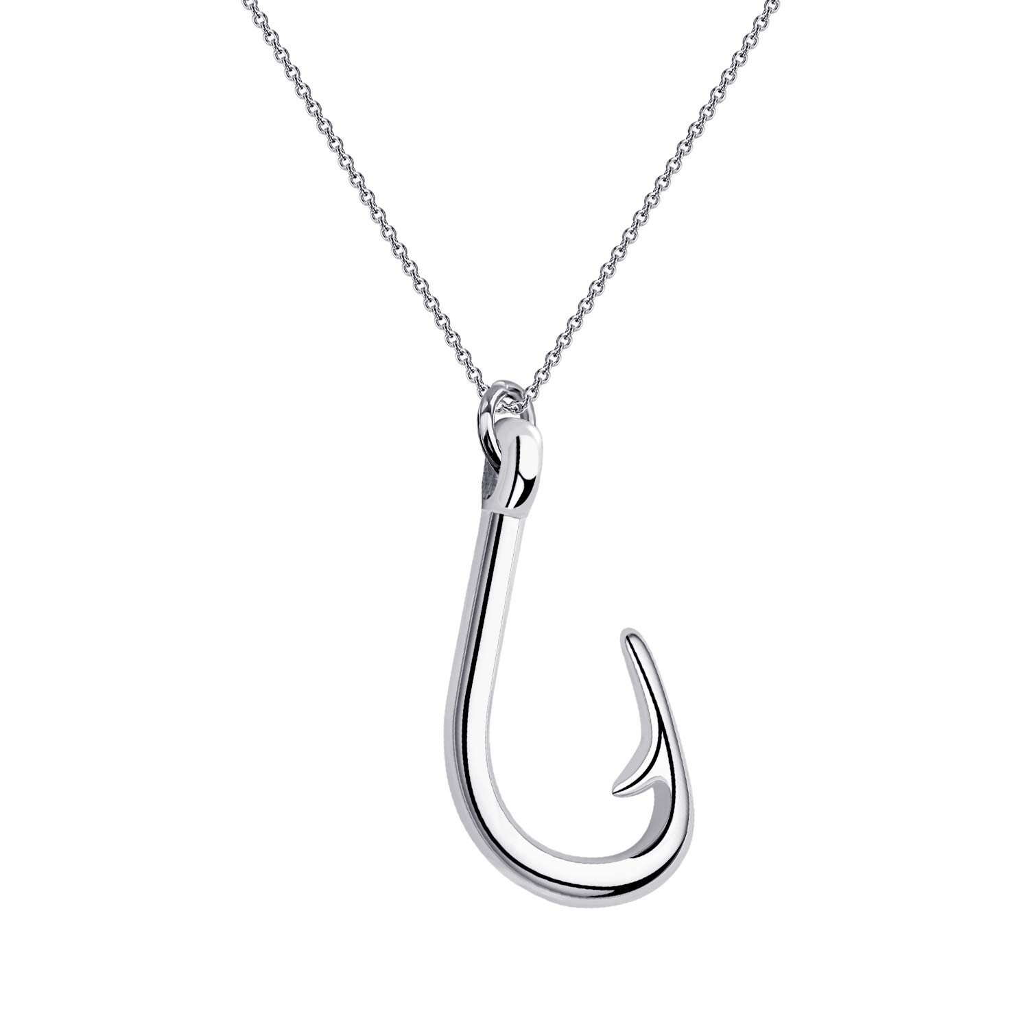 CENWA Fish Hook Necklace Fishing Hook Pendant Jewelry Fishing Gift Necklace Fish Hook Gift For Couple (Fish Hook N)