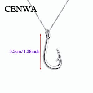 CENWA Fish Hook Necklace Fishing Hook Pendant Jewelry Fishing Gift Necklace Fish Hook Gift For Couple (Fish Hook N)