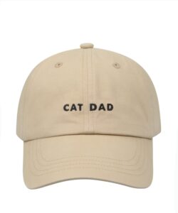 hatphile 6 panel embroidery dad hat baseball cap cat mom cat dad (cat dad khaki cap)