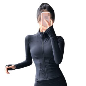 loveuself women’s full-zip yoga jacket running track jacket with thumb holes