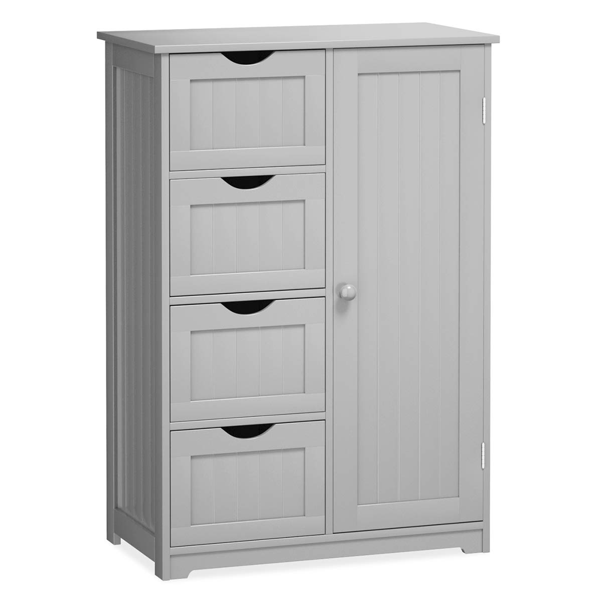 Giantex Bathroom Storage Cabinet with Drawers - 4 Drawer Storage Organizer w/Cupboard, Adjustable Shelf, Anti-Toppling Device, Entryway Storage Unit Console Table, Bathroom Floor Cabinet (Gray)