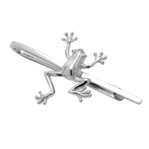 silver 2 inch frog tie bar clip for men animal skinny tie clips for necktie daily life with gift box