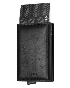 vulkit card holder pop up slim wallet leather rfid blocking card case up to 8 credit cards black