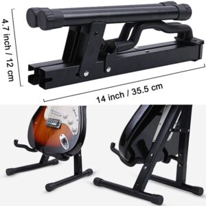 GLEAM Guitar Stand - Electric, Acoustic Guitars and Bass, Banjo Stand, A-Frame Metal Folding Guitar Stand with Non-Slip Rubber and Foam Arms Black