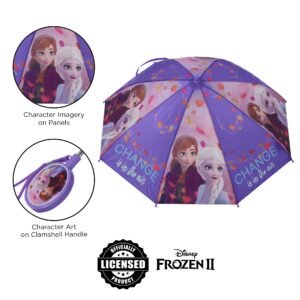 Disney Frozen Elsa Anna Rain Poncho and Umbrella Set, Blue Purple, 4-5T US