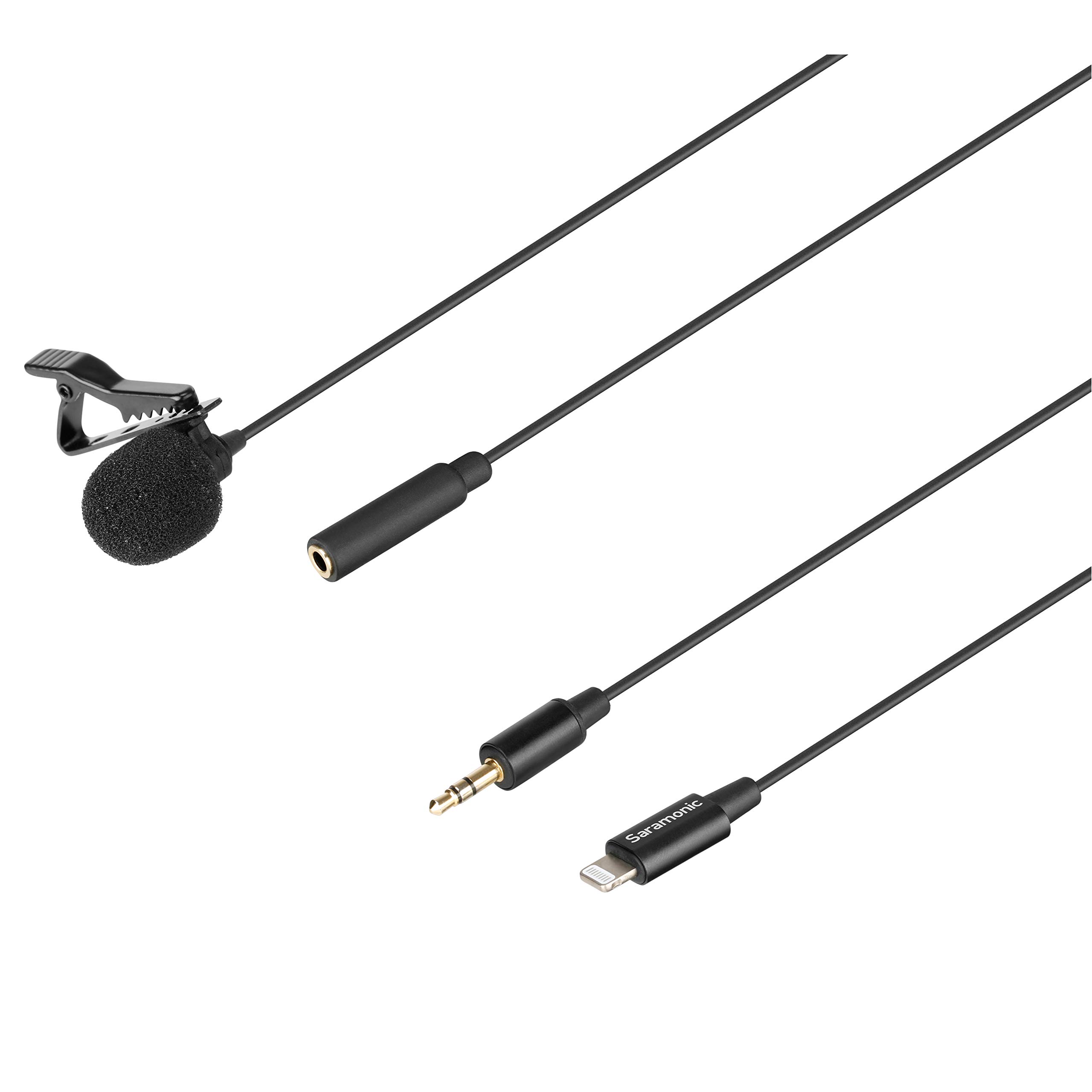 Saramonic Lavalier Microphone with Lightning for Apple iPhone, or iPad with a Built-in 6.6-Foot (2m) Cable (LavMicro U1A), Black