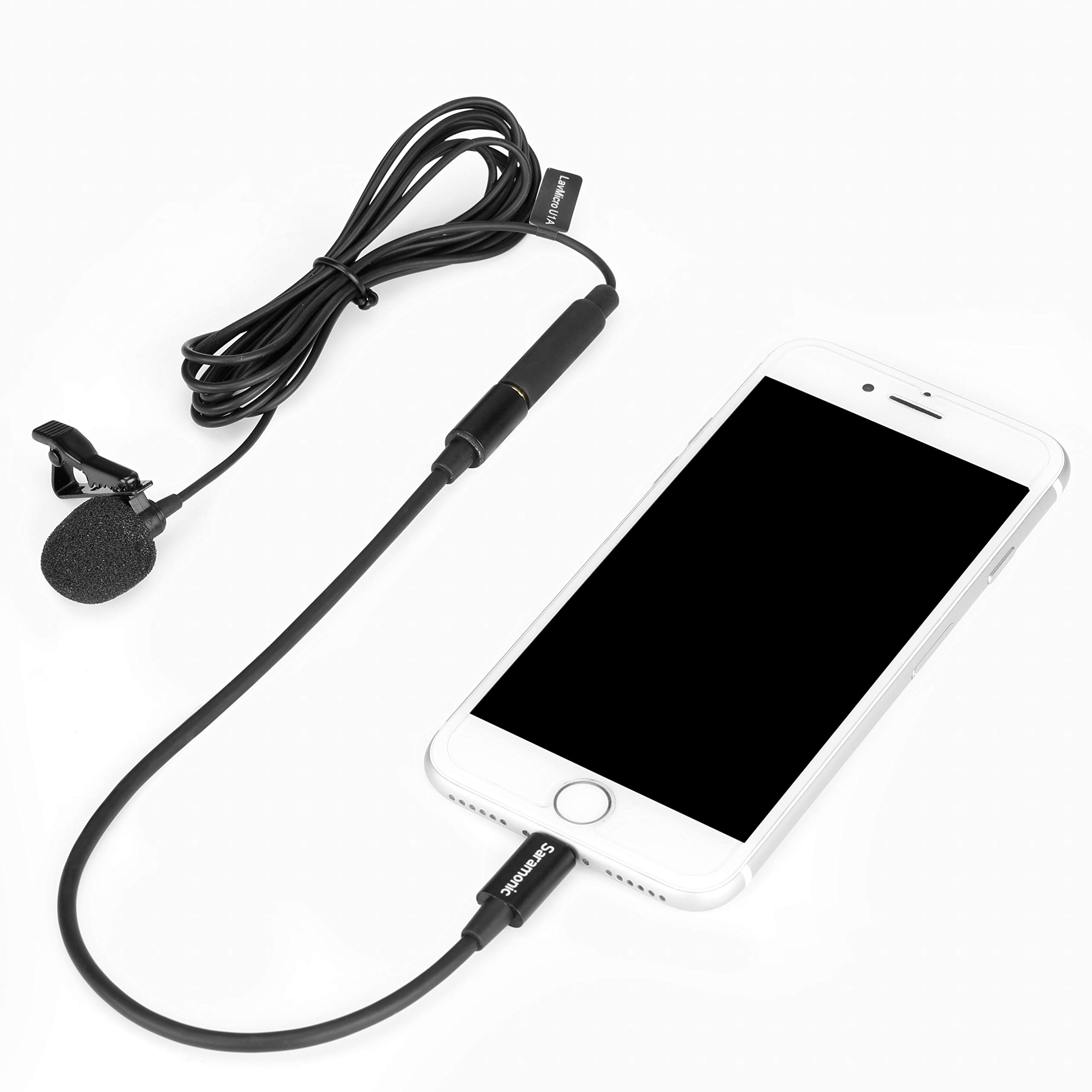 Saramonic Lavalier Microphone with Lightning for Apple iPhone, or iPad with a Built-in 6.6-Foot (2m) Cable (LavMicro U1A), Black