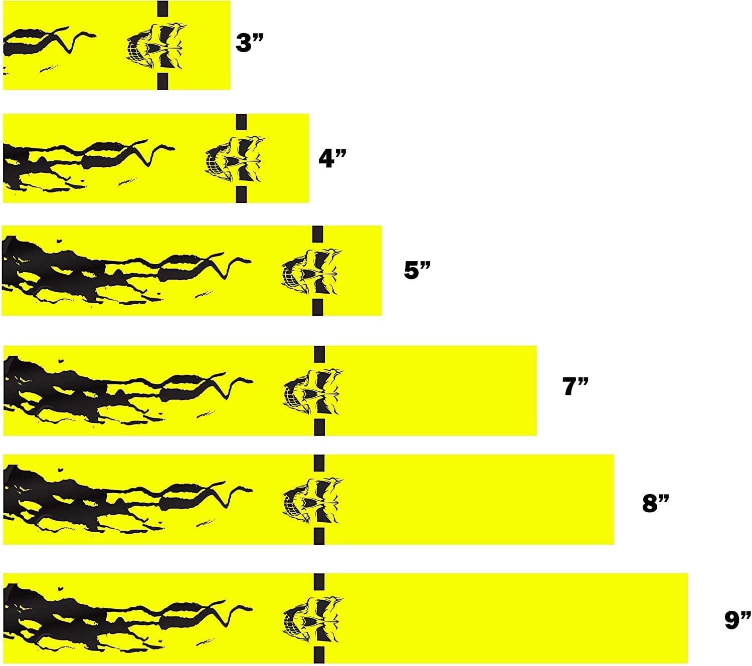 White Water Archery Yellow Fluorescent Neon Blood Trail Skull Arrow Wraps 15pc Pack Choose Length Width (4, 1.25)