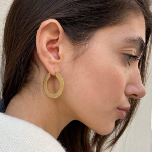 Minimal Bohemian 18K Gold Plated Large Round Hoop Earrings for Women Boho Jewelry Bold Thick Wire (Duo Pack)