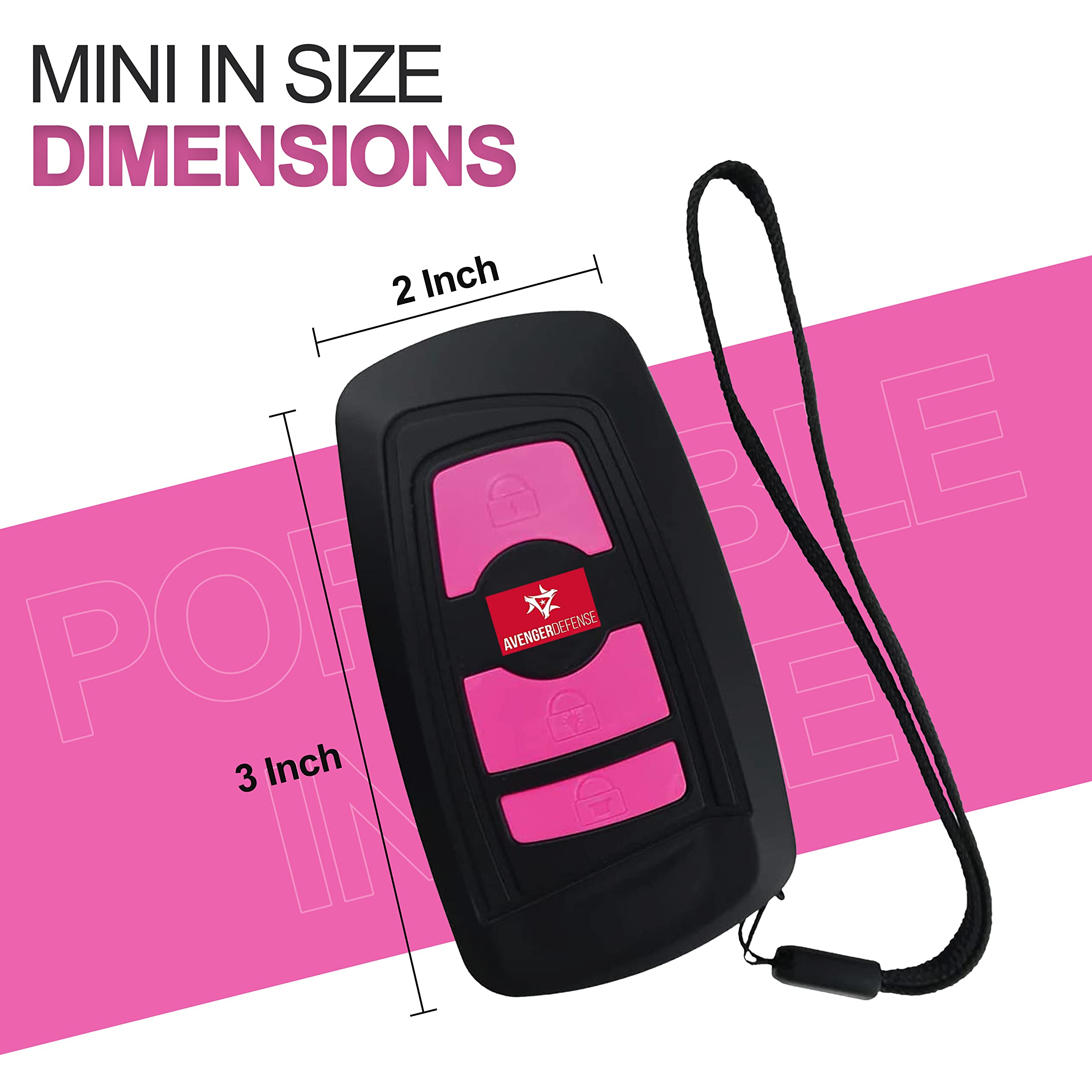 Avenger Defense Portable Car Keychain Stun Gun for Women - Rechargeable LED Flashlight with Wrist Strap (Cameo Pink, Plastic)