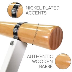 Booty Kicker – Home Fitness Exercise Barre, Folds Flat, Portable, Storable, Strong Angular Design for Pushing, Pulling, Balance & Ballet Exercises, Wood, Steel, Nickle, Perfect for Barre Workouts