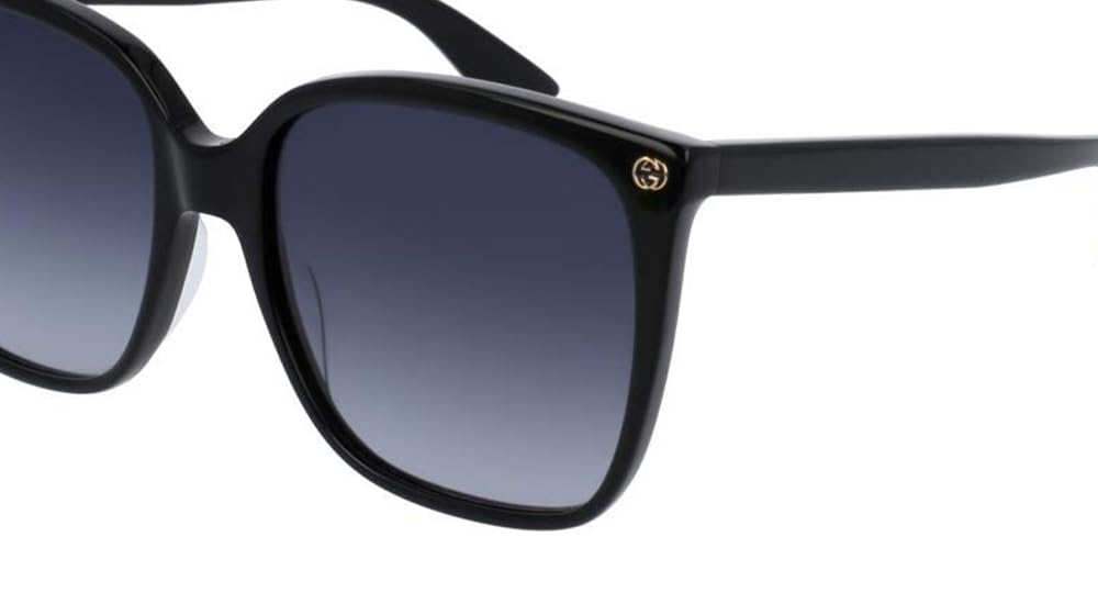 Gucci GG0022S 001 57M Black/Grey Gradient Square Sunglasses For Women+ BUNDLE With Designer iWear Eyewear Kit