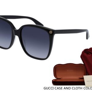 Gucci GG0022S 001 57M Black/Grey Gradient Square Sunglasses For Women+ BUNDLE With Designer iWear Eyewear Kit