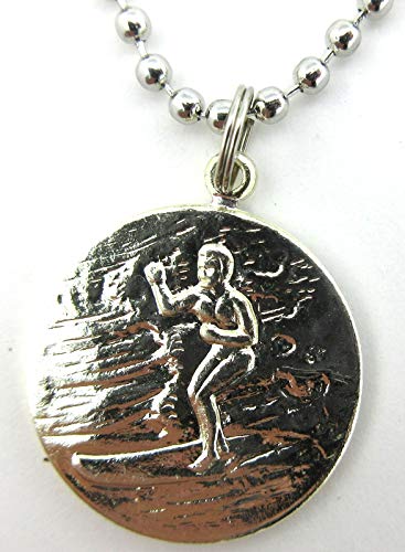 Baja Billy's St. Christopher Surf Medal Necklace Pendant, Protector of Travel fu-wh Fuchsia-White Small