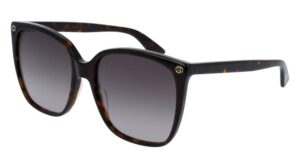 gucci gg0022s 003 57m havana/brown gradient square sunglasses for women+ bundle with designer iwear eyewear kit