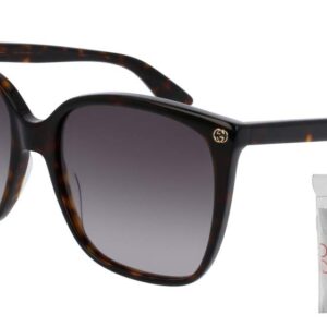 Gucci GG0022S 003 57M Havana/Brown Gradient Square Sunglasses For Women+ BUNDLE With Designer iWear Eyewear Kit