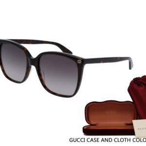 Gucci GG0022S 003 57M Havana/Brown Gradient Square Sunglasses For Women+ BUNDLE With Designer iWear Eyewear Kit