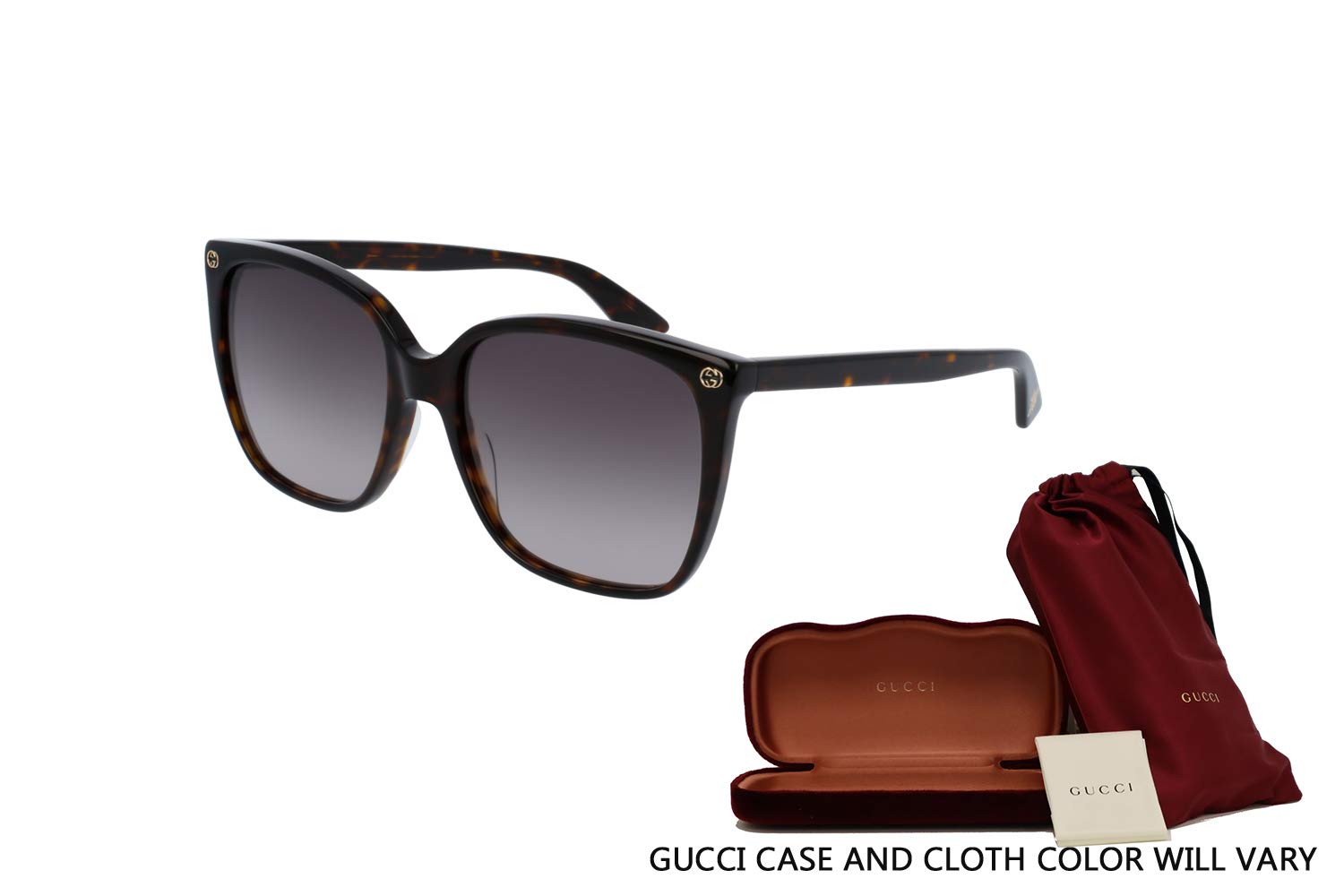 Gucci GG0022S 003 57M Havana/Brown Gradient Square Sunglasses For Women+ BUNDLE With Designer iWear Eyewear Kit