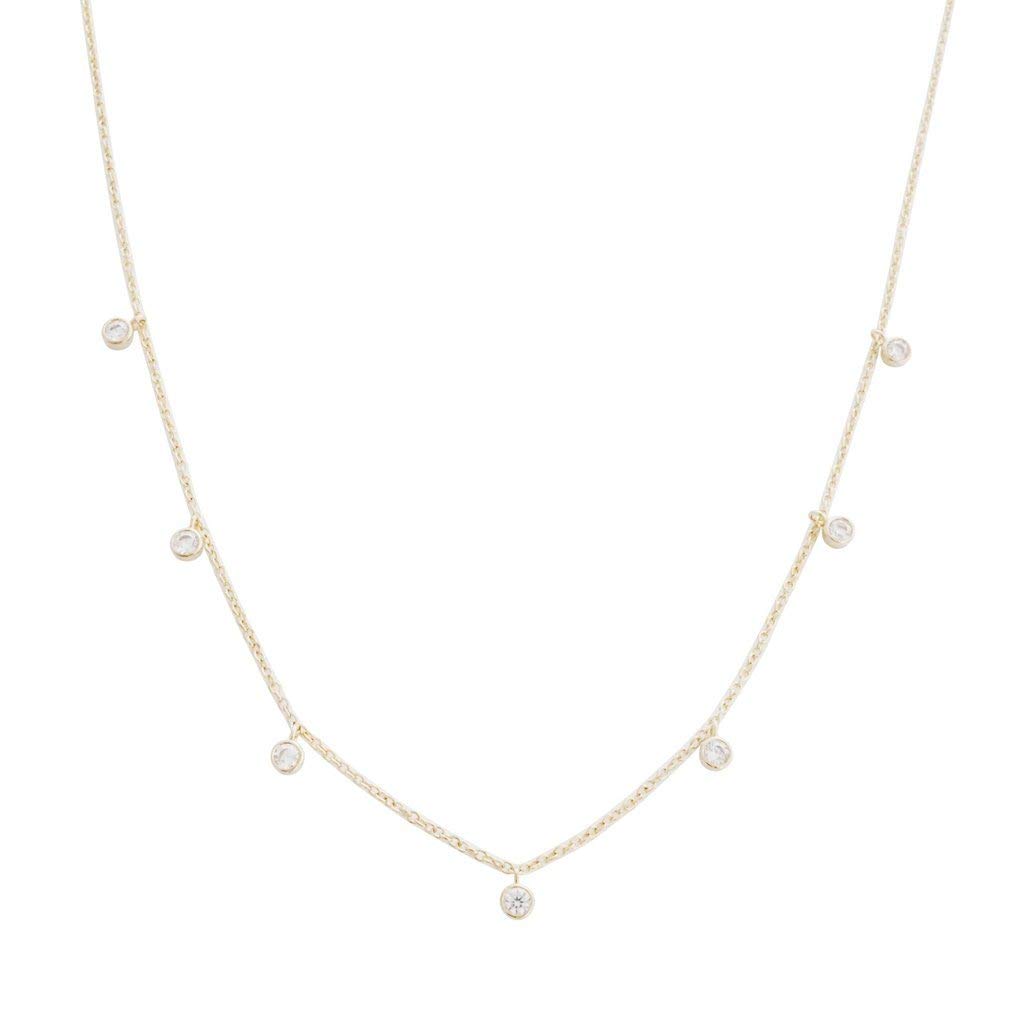 Honeycat Crystal Bezels Droplet Charm Necklace in Gold, Rose Gold, or Silver | Minimalist, Delicate Jewelry (Gold)