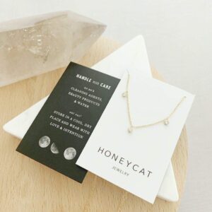 Honeycat Crystal Bezels Droplet Charm Necklace in Gold, Rose Gold, or Silver | Minimalist, Delicate Jewelry (Gold)