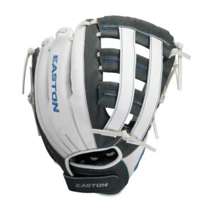 Easton | GHOST FLEX Youth Softball Glove | Left Hand Throw | 12" | Grey/White/Carolina Blue