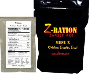 mre z-ration (zombie mre) custom meals ready to eat! (menu x chicken burrito bowl)