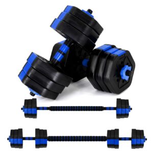 vivitory adjustable dumbbell set, free weights with connector, non-rolling 44-66 lb hex dumbbells for home gym, cement mixture (44 lbs)