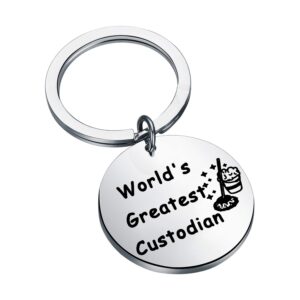 feelmem custodian jewelry janitor appreciation gift world’s greatest custodian keychain school custodian thank you keyring gift custodian retirement gift (custodian)