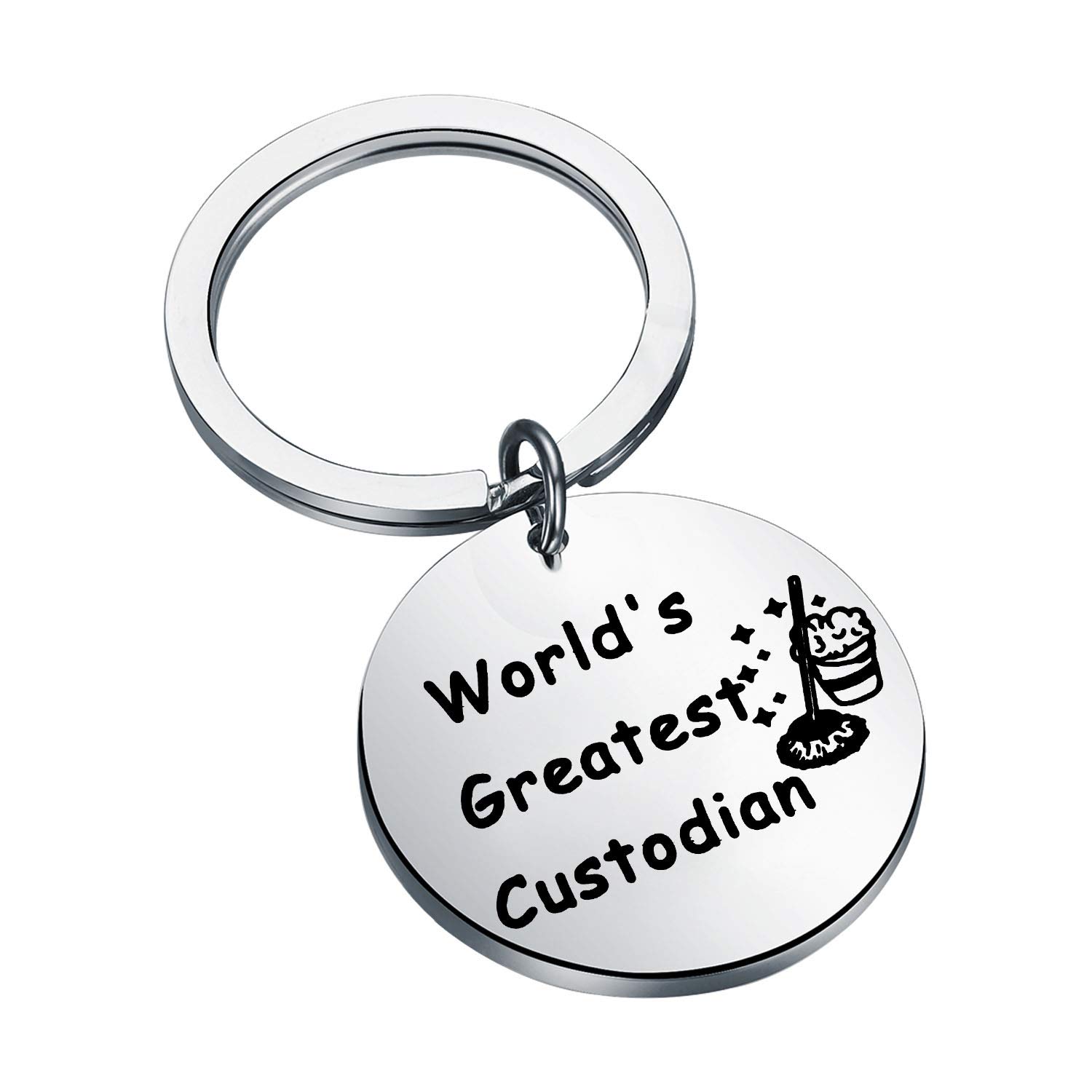 FEELMEM Custodian Jewelry Janitor Appreciation Gift World’s Greatest Custodian Keychain School Custodian Thank You Keyring Gift Custodian Retirement Gift (Custodian)