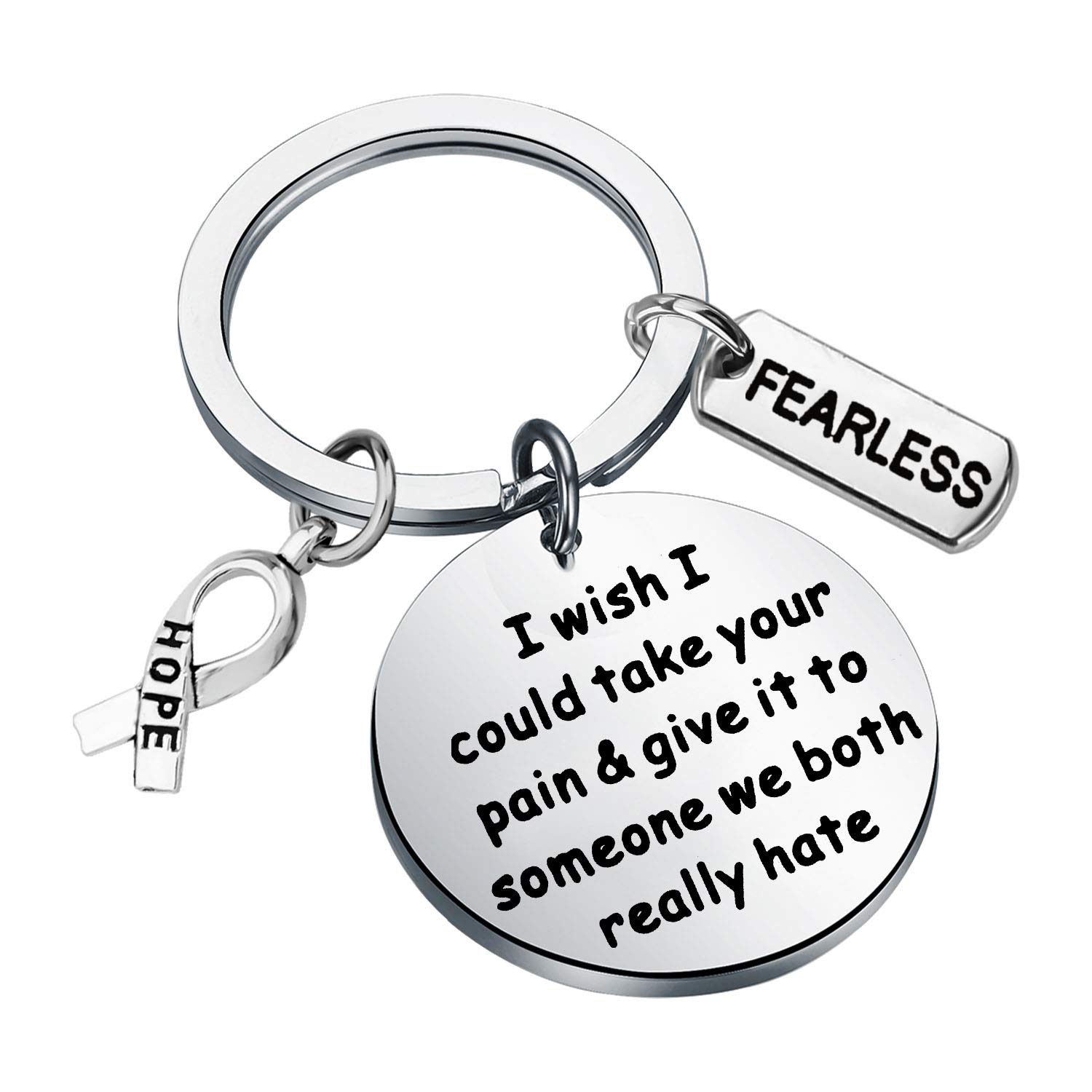 FEELMEM Get Well Soon Jewelry Get Well Gift Post Surgery Gift I Wish I Could Take Your Pain and Give It to Someone We Both Really Hate Keychain Cold Illness Injury Recovery Gift (Fearless)