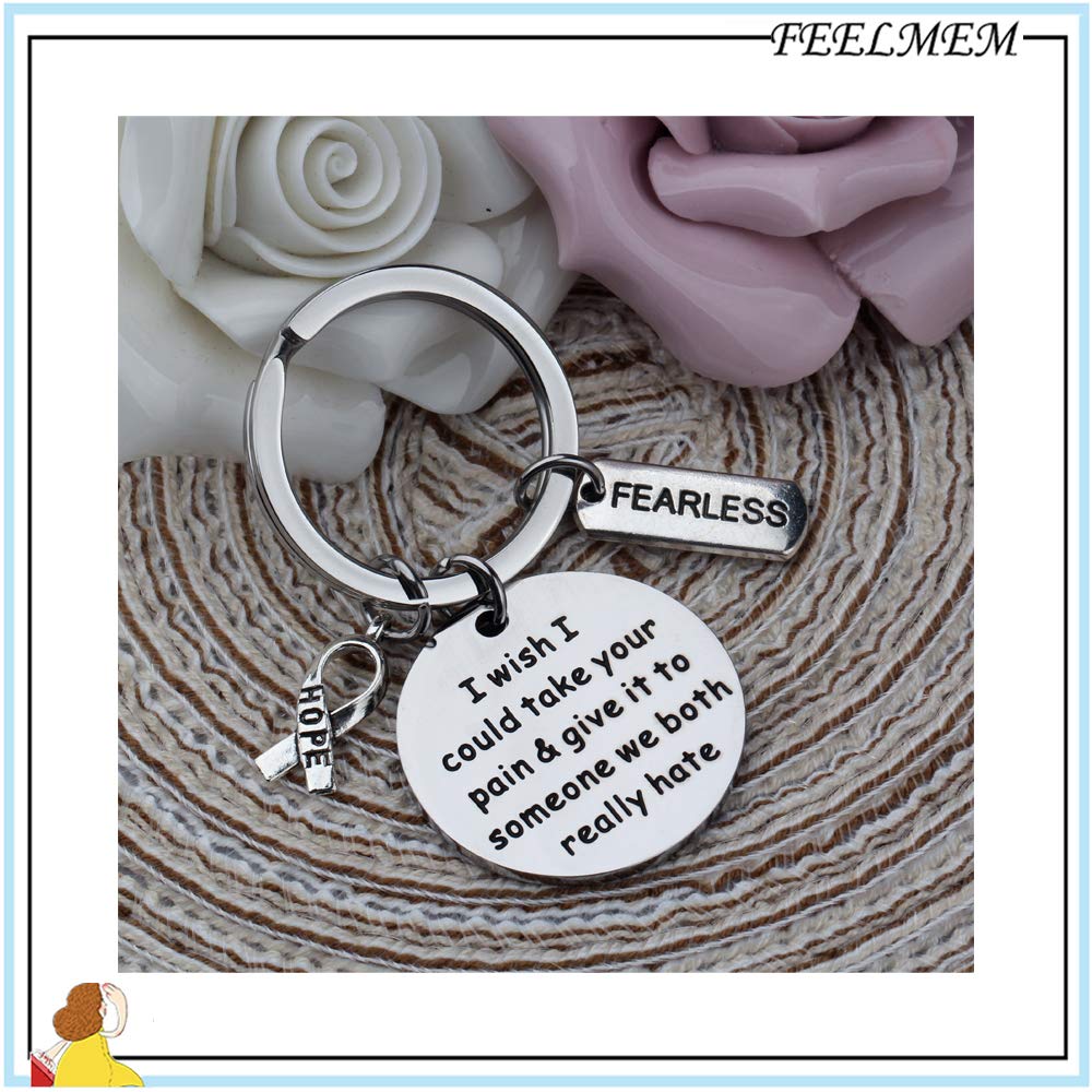 FEELMEM Get Well Soon Jewelry Get Well Gift Post Surgery Gift I Wish I Could Take Your Pain and Give It to Someone We Both Really Hate Keychain Cold Illness Injury Recovery Gift (Fearless)