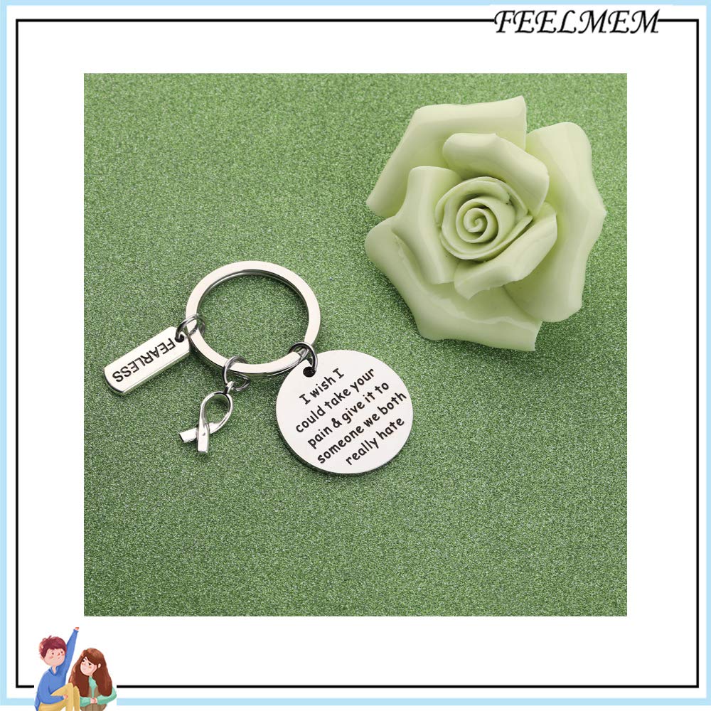 FEELMEM Get Well Soon Jewelry Get Well Gift Post Surgery Gift I Wish I Could Take Your Pain and Give It to Someone We Both Really Hate Keychain Cold Illness Injury Recovery Gift (Fearless)